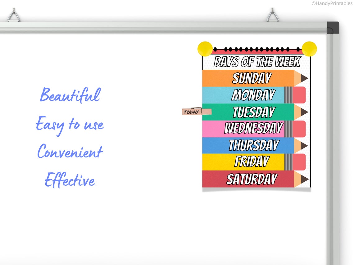 Days of the Week Printable, Clip Chart Classroom, Montessori Education ...