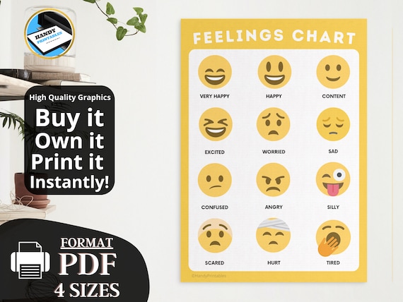 Feelings Chart for Kids Feelings Poster Emotions Chart Kids - Etsy