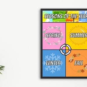 Seasons Chart Printable, Clip Chart Classroom, 4 Seasons Decor for Kids ...