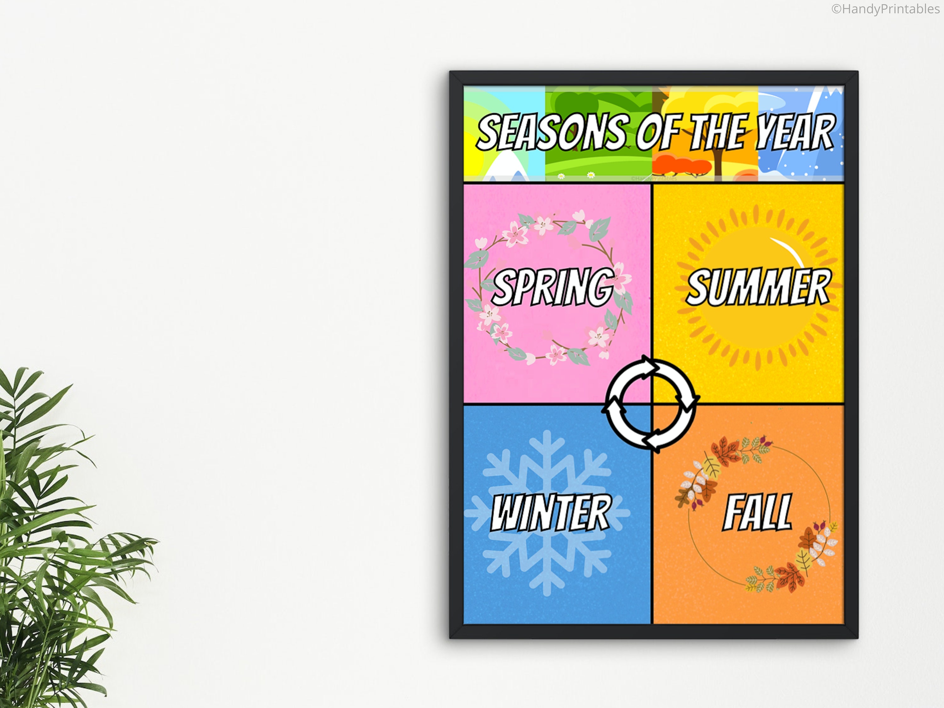 Seasons Chart Printable, Clip Chart Classroom, 4 Seasons Decor for Kids ...
