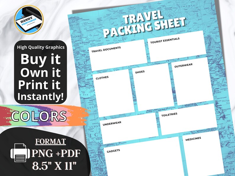 Printable Travel Packing List Bundle High Quality Packing - Etsy