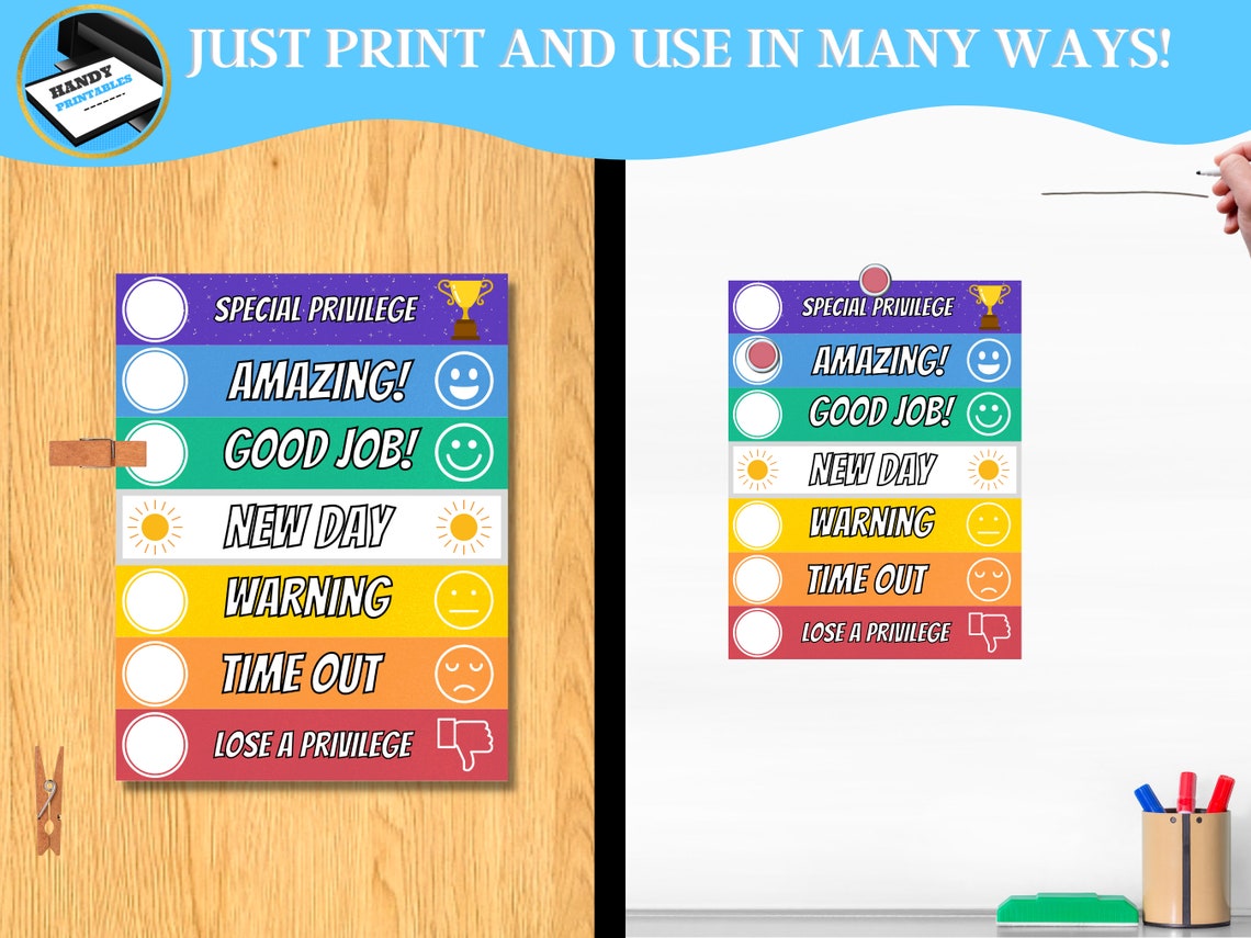 Colorful Behavior Chart, Kids Behavior Sign, Printable Behavior Chart ...