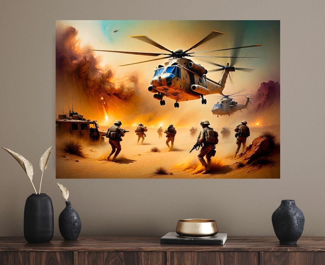 Vintage British Military Iraq Desert War Print Army Wall Art Decor ...