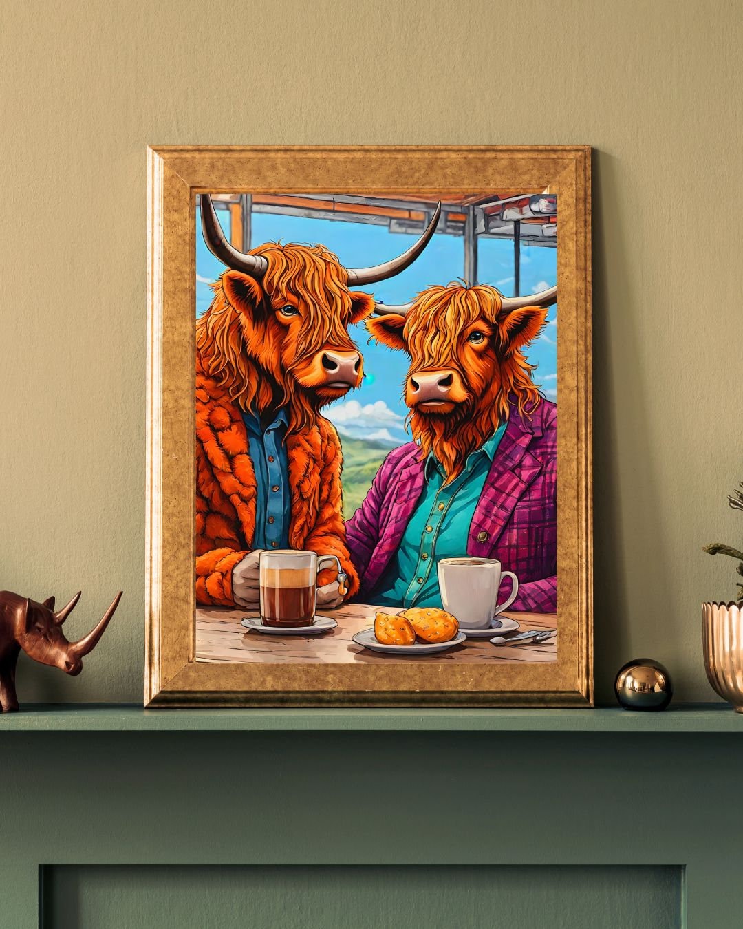 Highland Cow Coffee Wall Art,highland Cow Canvas Print, Wall Art Gift ...