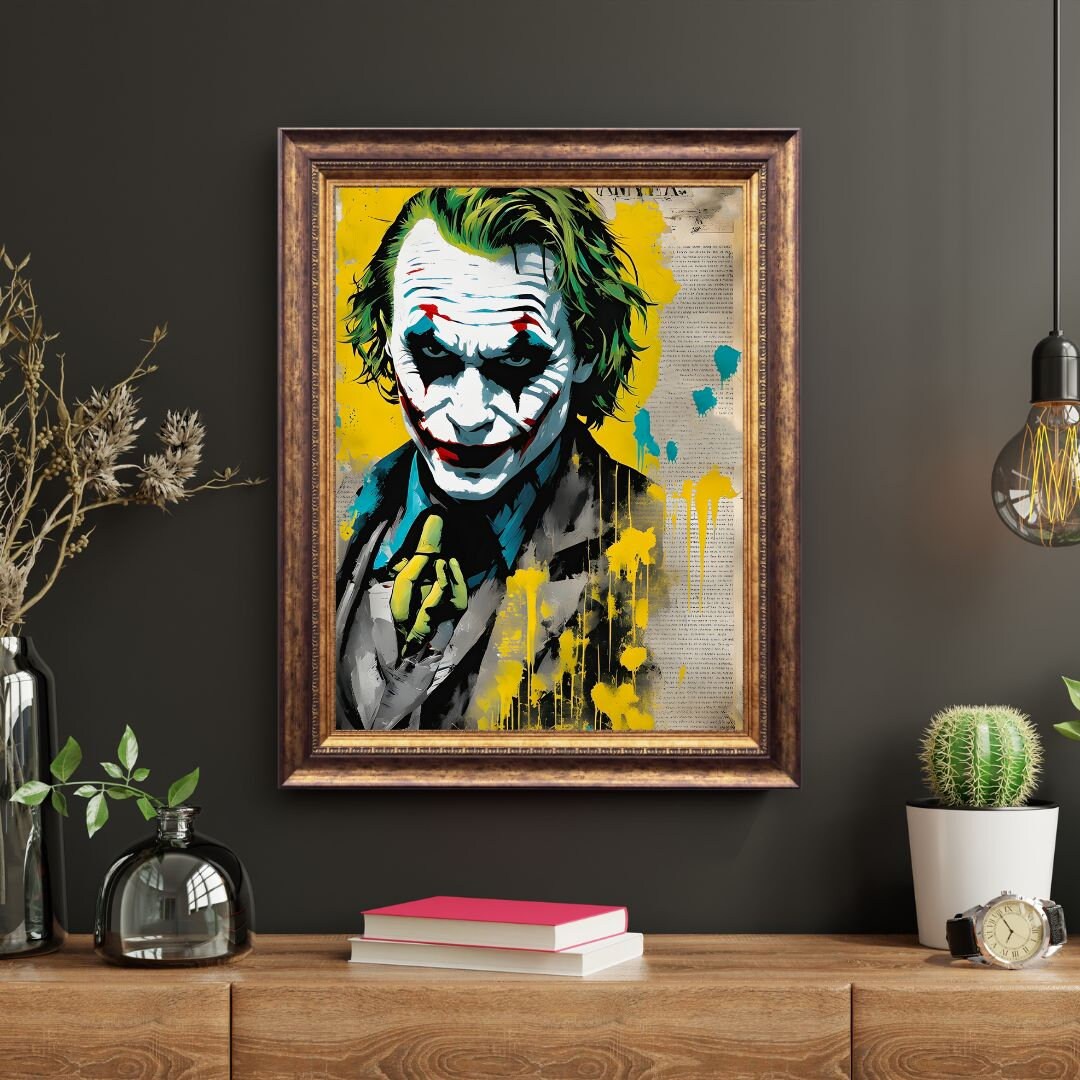 The Joker, Classic Movie Villain Wall Art Print Vintage Hollywood Magic ...