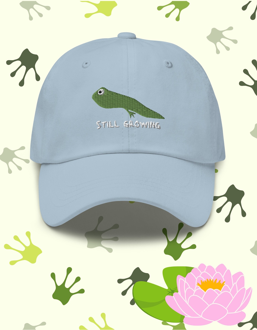 Embroidered Frog Hat, Still Growing, Cute Tadpole Design, Simple ...