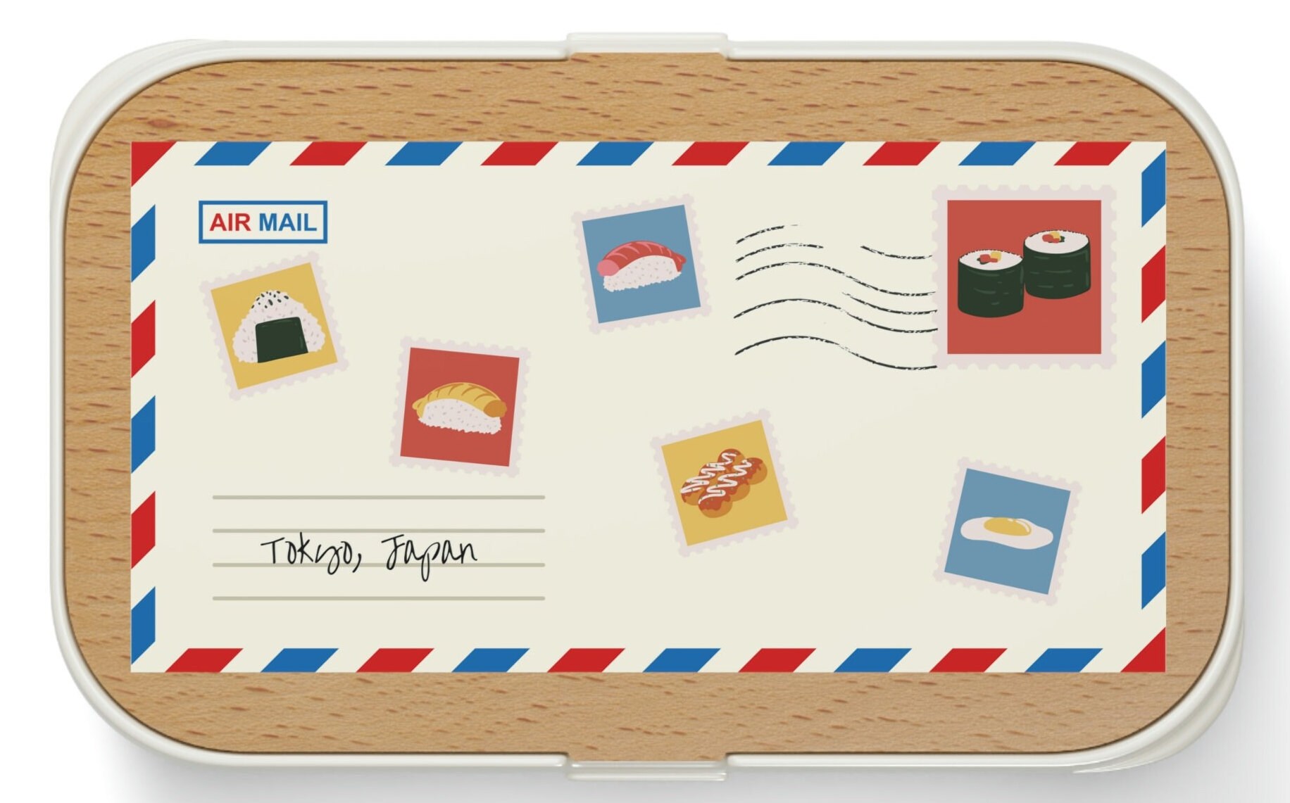 Kawaii Bento Lunch Box, Tokyo Letter With Stamps, Japanese Food, With ...