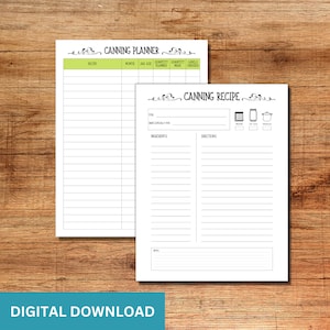 Canning Planner Template: Printable Recipe & Planning Sheets (digital ...