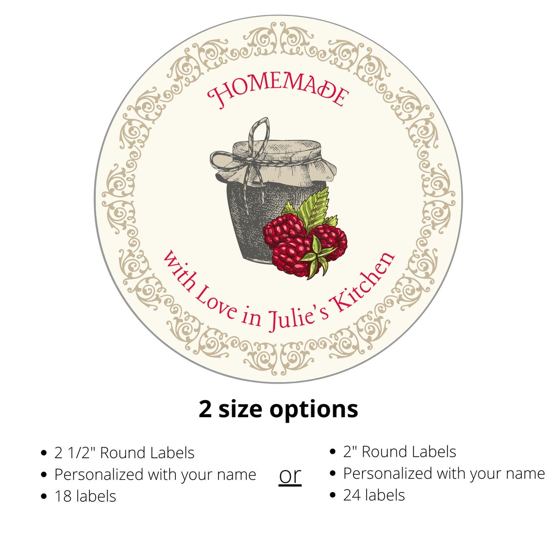 Jam Labels Homemade With Love Kitchen Stickers. | Etsy