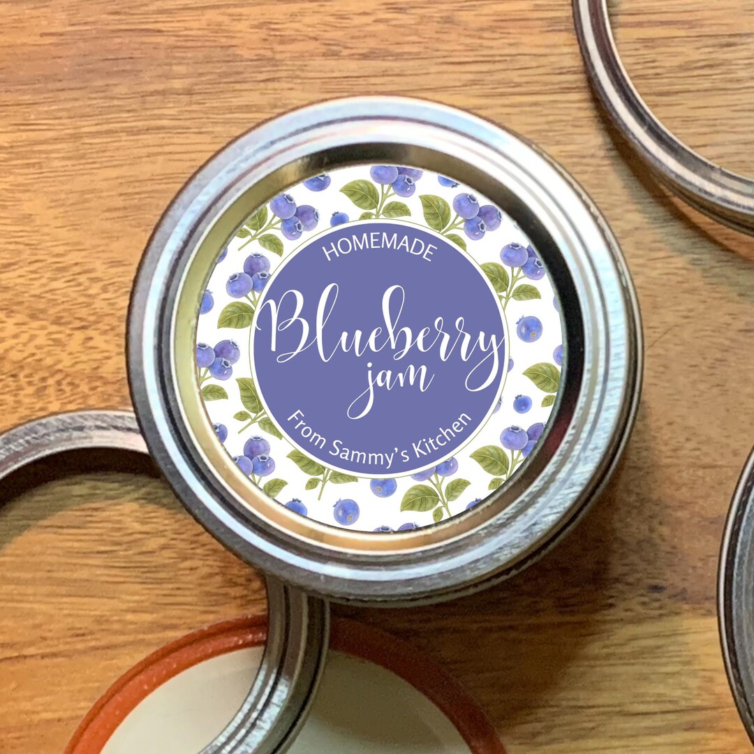 Blueberry Jam Labels- Personalized Kitchen Stickers for Homemade Jam ...