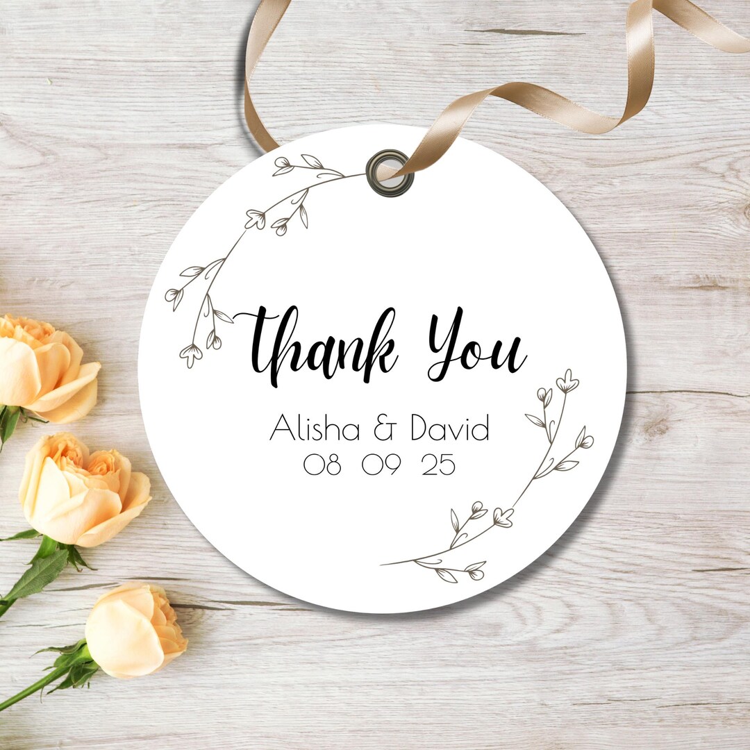 Guest Thank You Favour Tags - Wedding Favour Thank You Stickers - Boho ...
