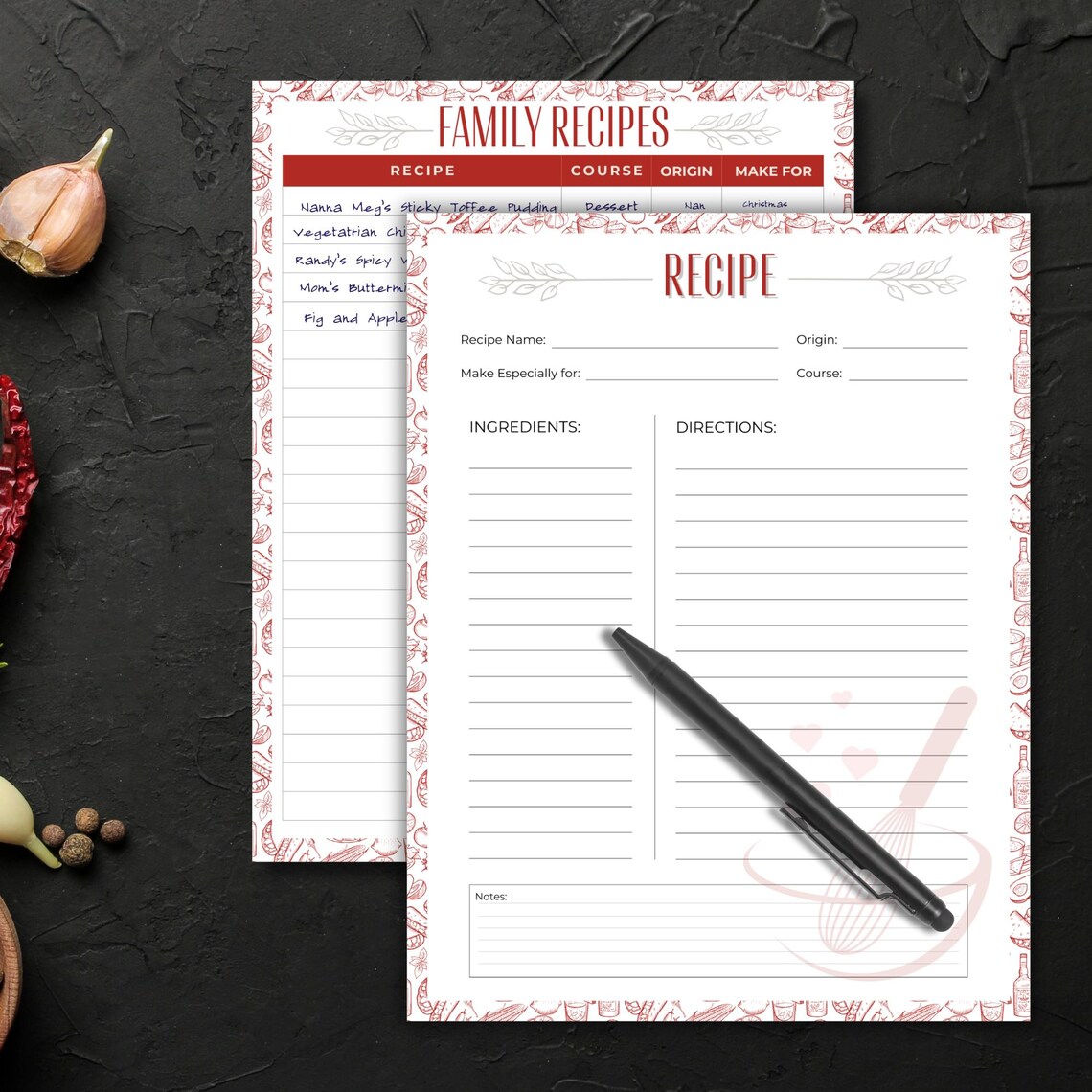 Printable Family Recipe Book Pages: DIY Recipe Binder (digital Download ...