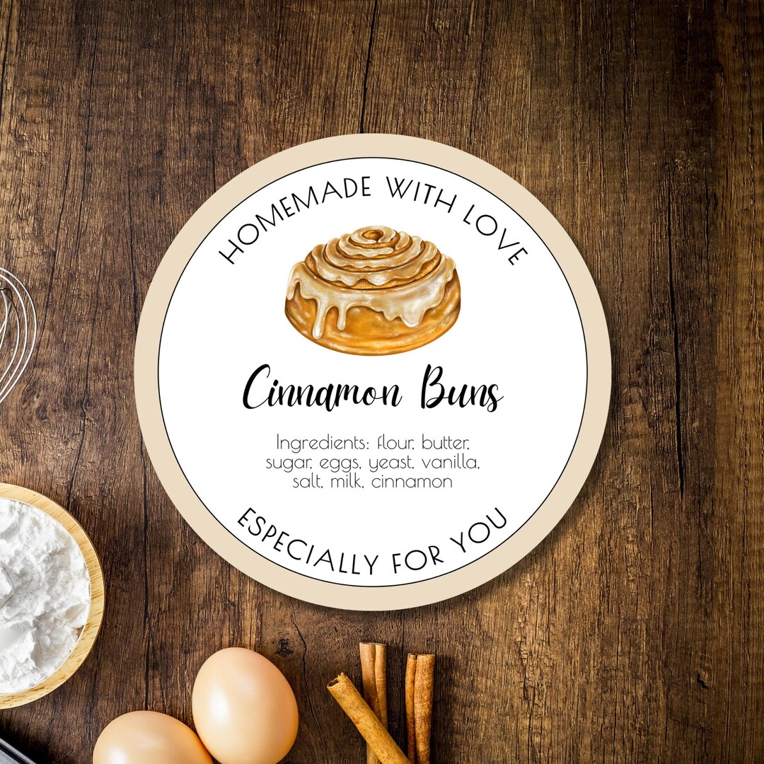 Bakery Sticker - Cinnamon Bun Design - Personalized, for Gifting Home ...