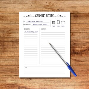 Canning Planner Template: Printable Recipe & Planning Sheets (digital ...