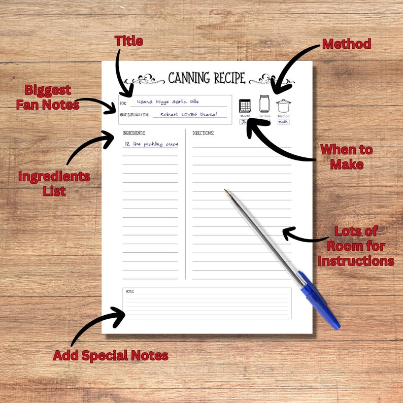 Canning Planner Template: Printable Recipe & Planning Sheets (digital ...