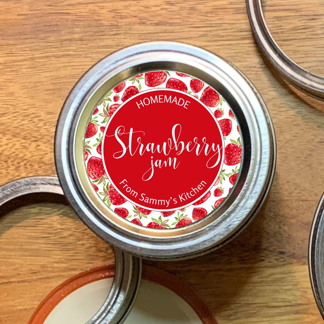 Strawberry Jam Labels- Personalized Kitchen Stickers for Homemade Jam ...