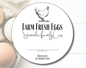 Egg Carton Labels Personalized Printed Stickers Black and - Etsy