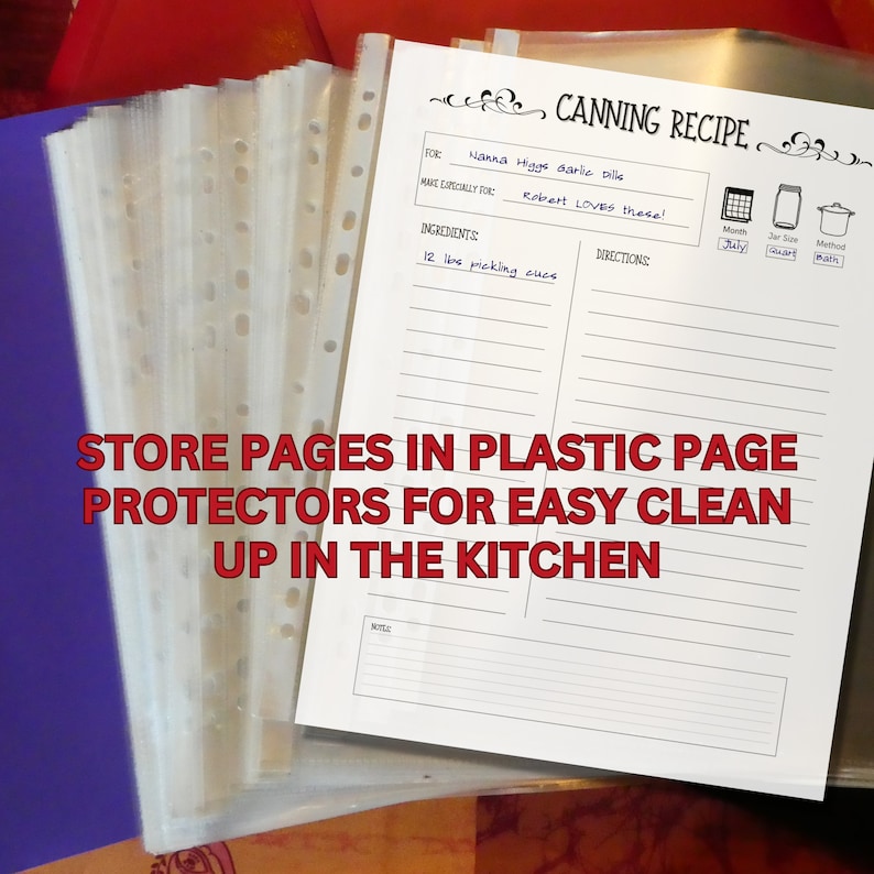 Canning Planner Template: Printable Recipe & Planning Sheets (digital ...