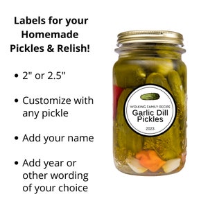 PICKLE JAR LABELS Round Labels for Pickles Chutney Pickled - Etsy