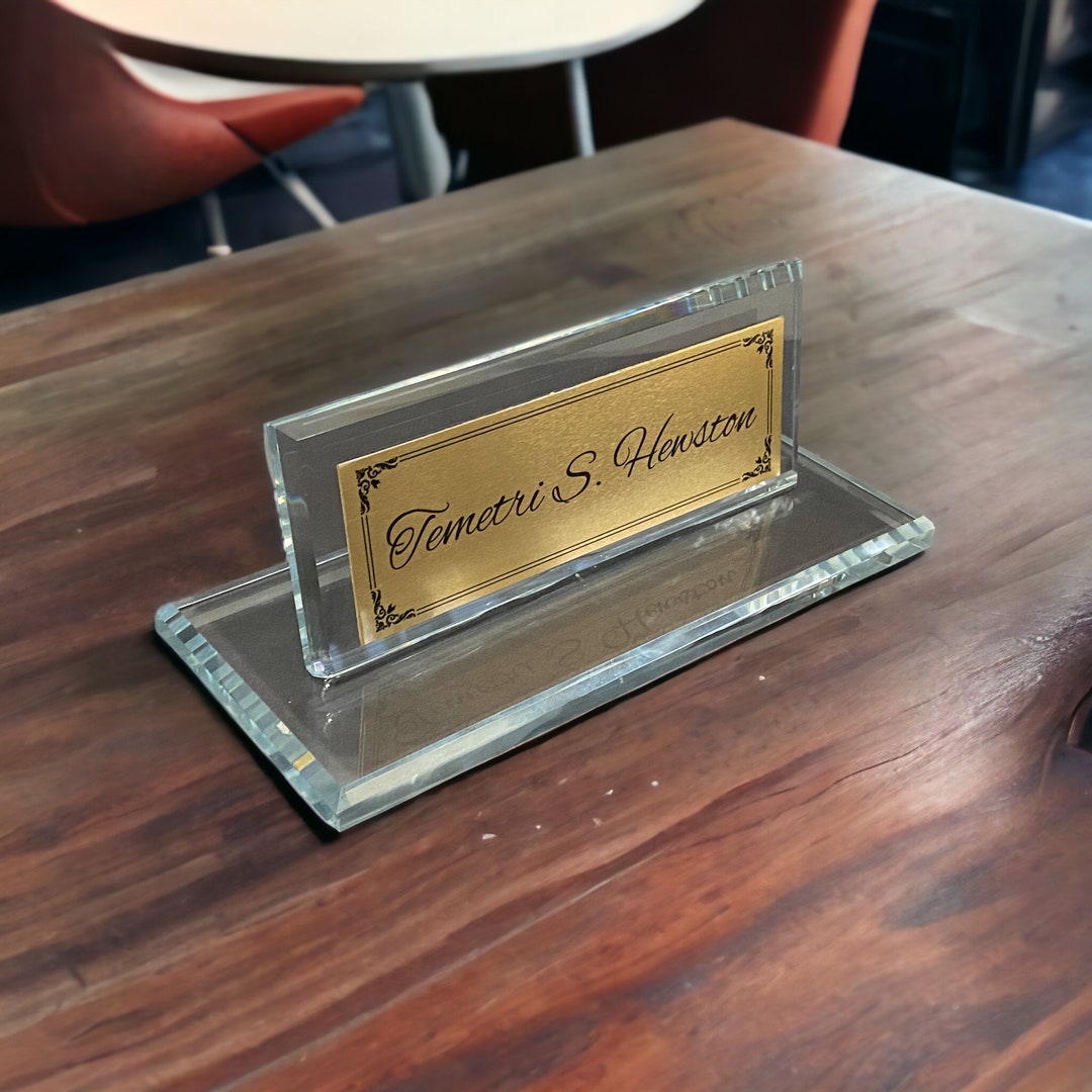 Glass Stand Classic Desk Name Plate Custom Desk Name Plate - Etsy