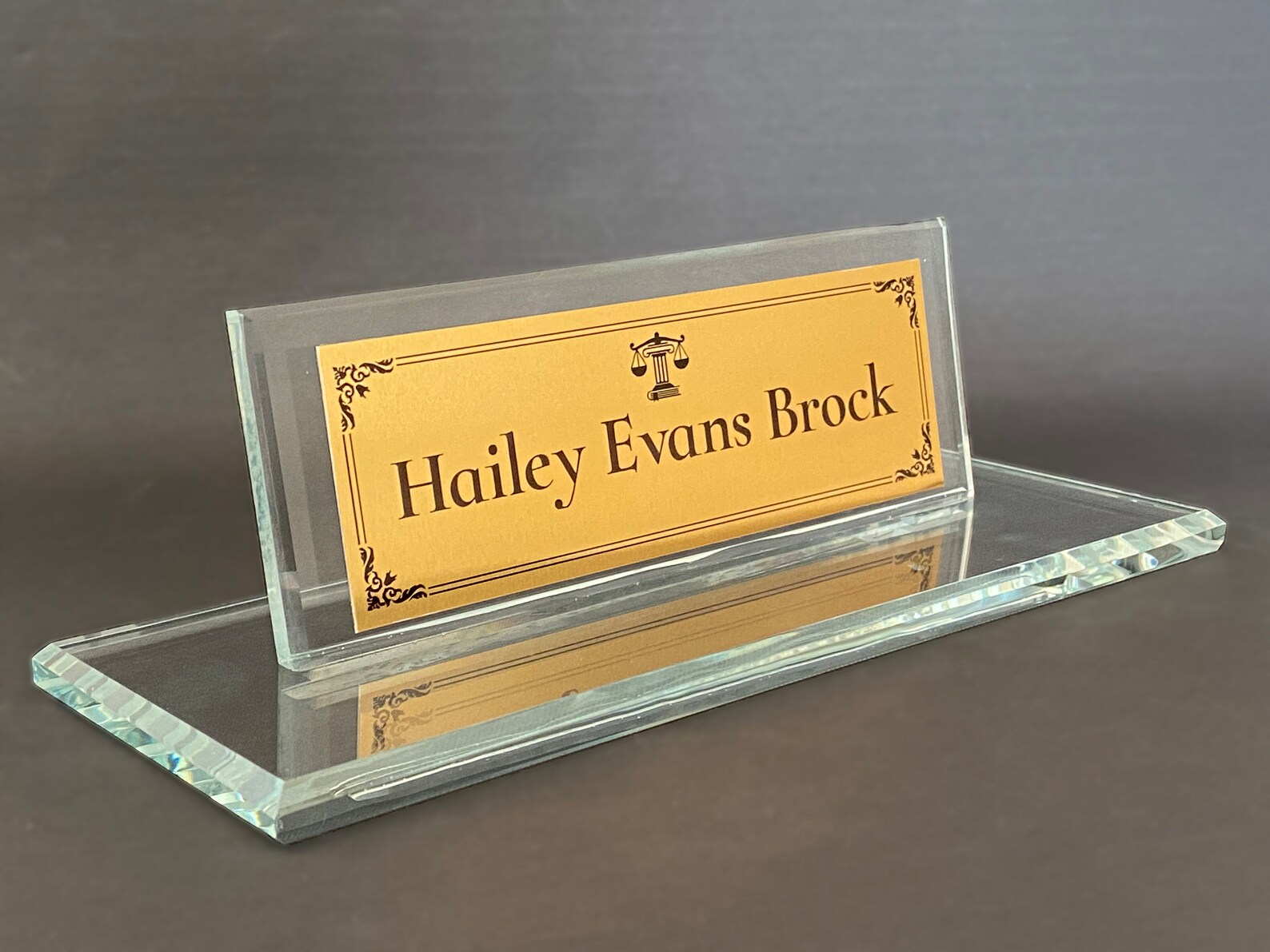 Custom Glass Desk Nameplate for Attorney Custom Desk Name - Etsy
