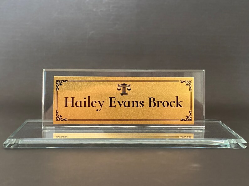 Custom Glass Desk Nameplate for Attorney Custom Desk Name - Etsy