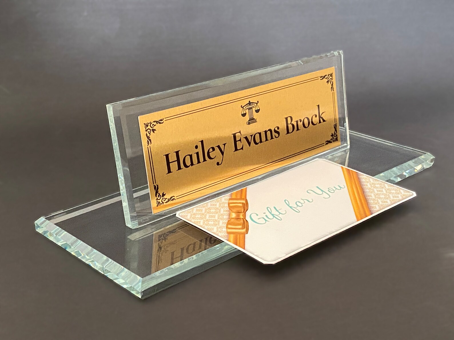 Custom Glass Desk Nameplate for Attorney Custom Desk Name - Etsy
