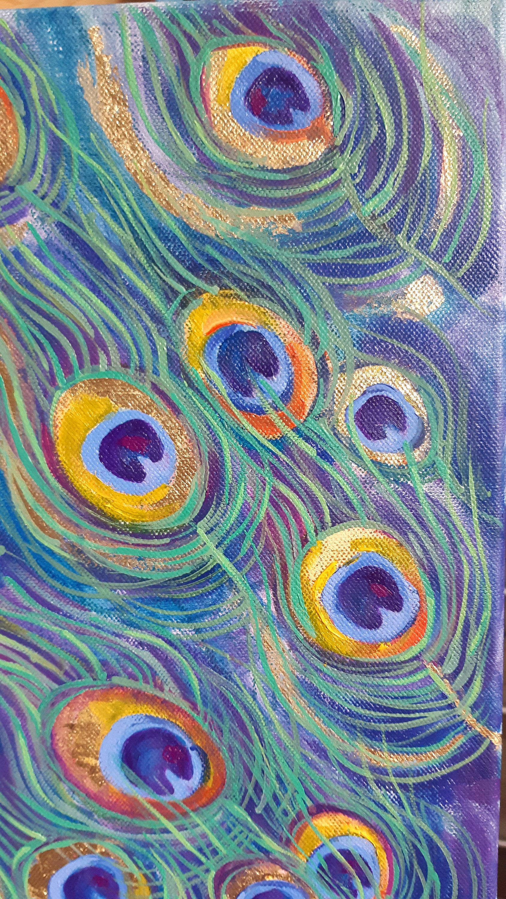 Peacock Feather Oil Painting