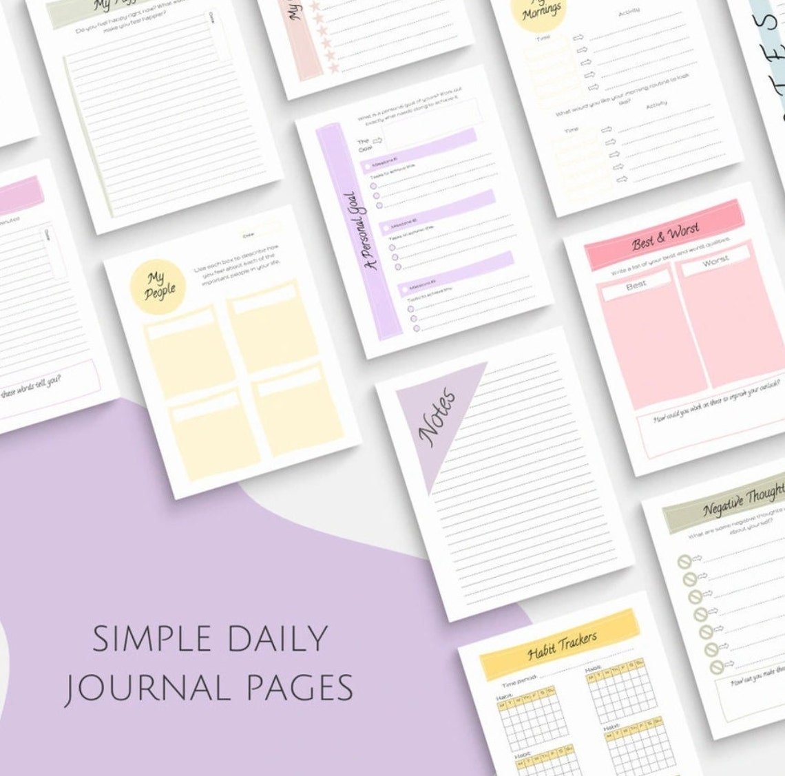 Simple Daily Journal Pages - Etsy