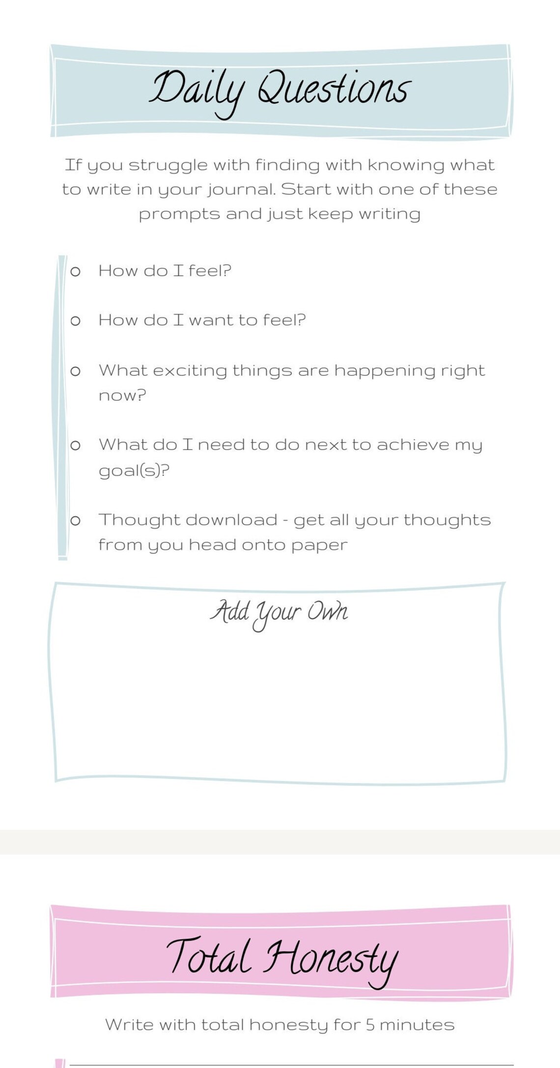 Simple Daily Journal Pages - Etsy