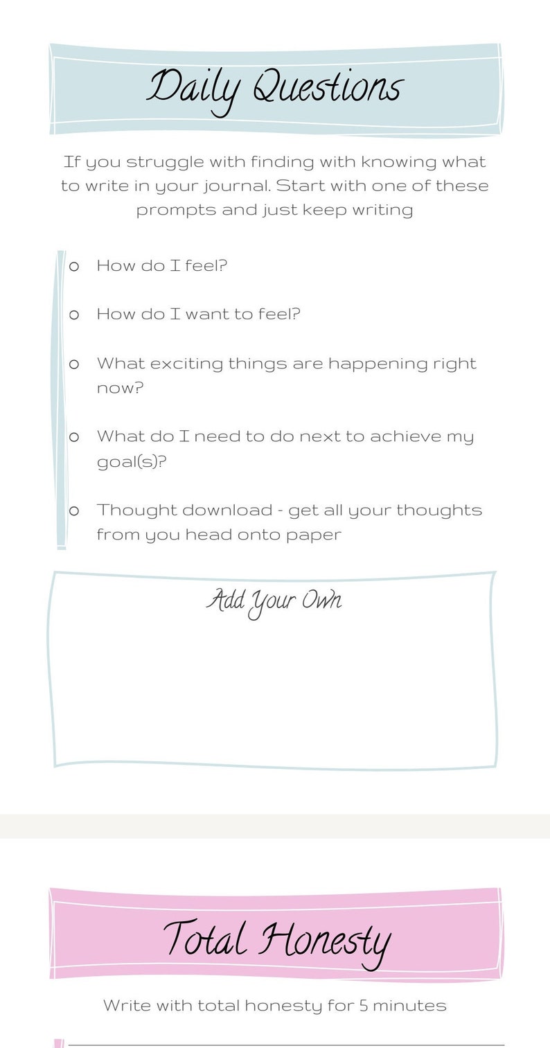Simple Daily Journal Pages - Etsy