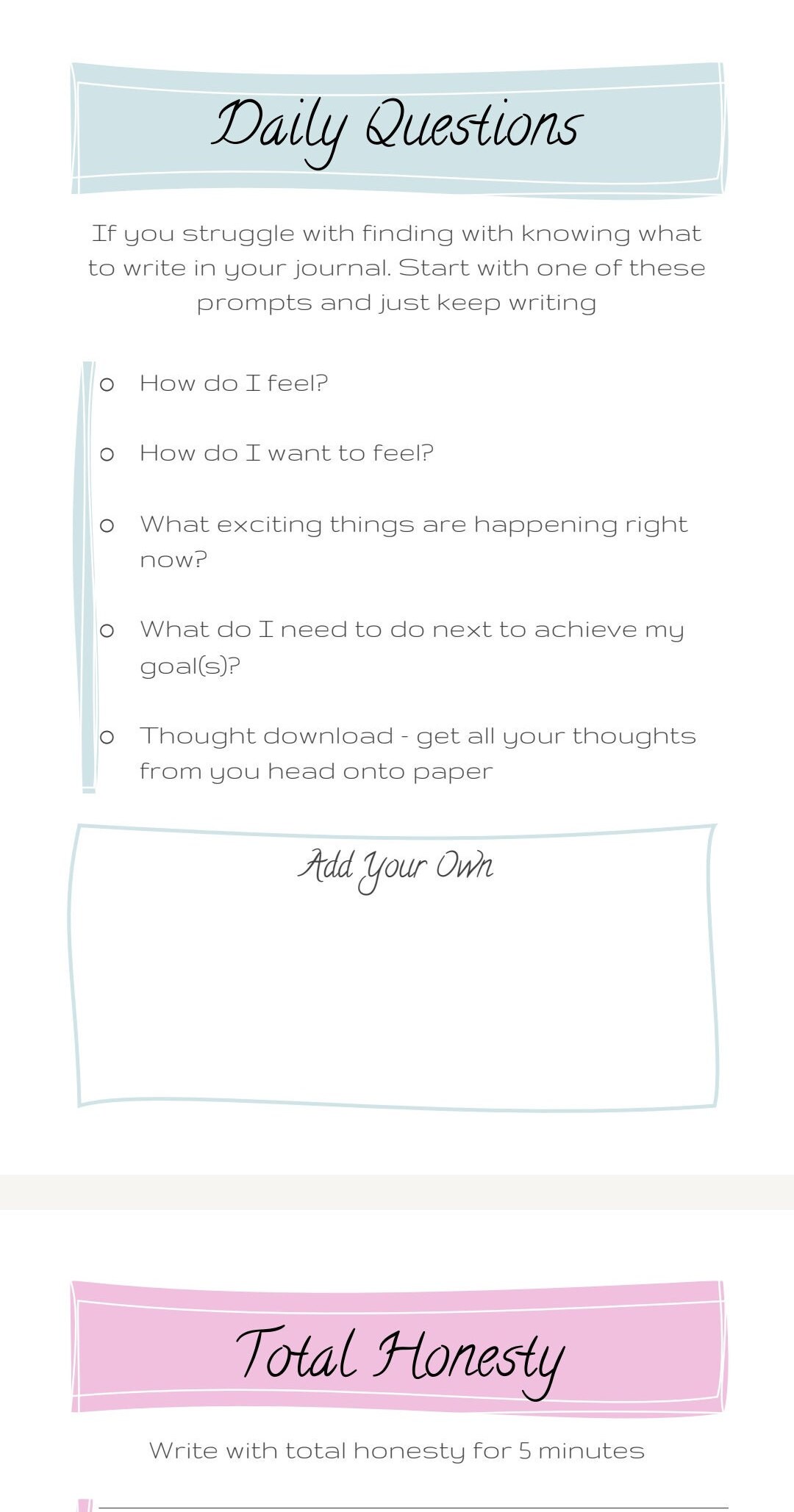 Simple Daily Journal Pages - Etsy