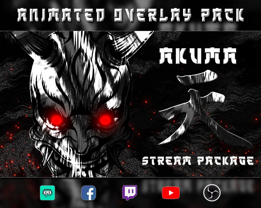 Animated Akuma / Oni Stream Overlay Package - Dark Themed - Screens ...
