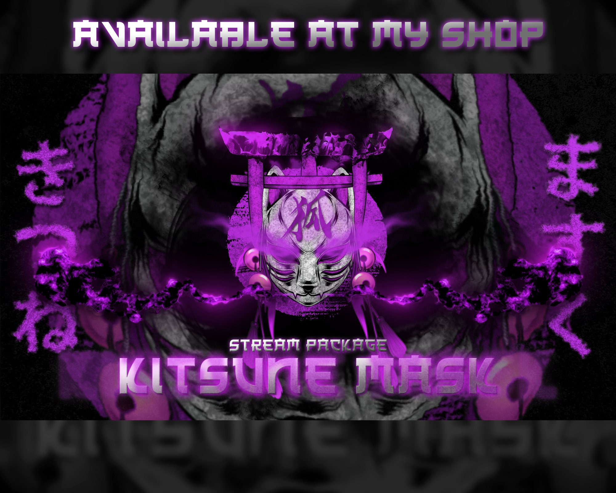 Kitsune Mask Animated Twitch Overlay Package | Japan Horror Theme ...