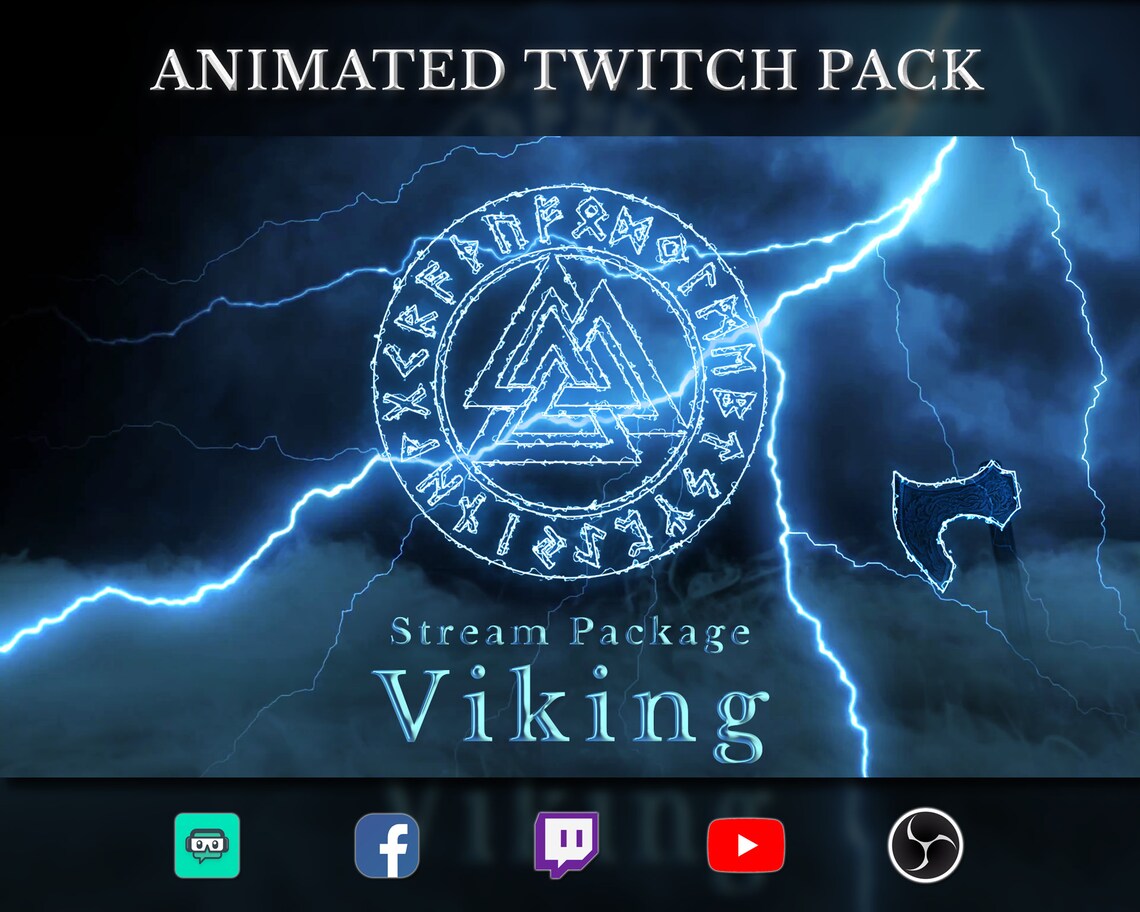 Animated Viking / Lightning Twitch Overlay Package - Screens, Alerts ...