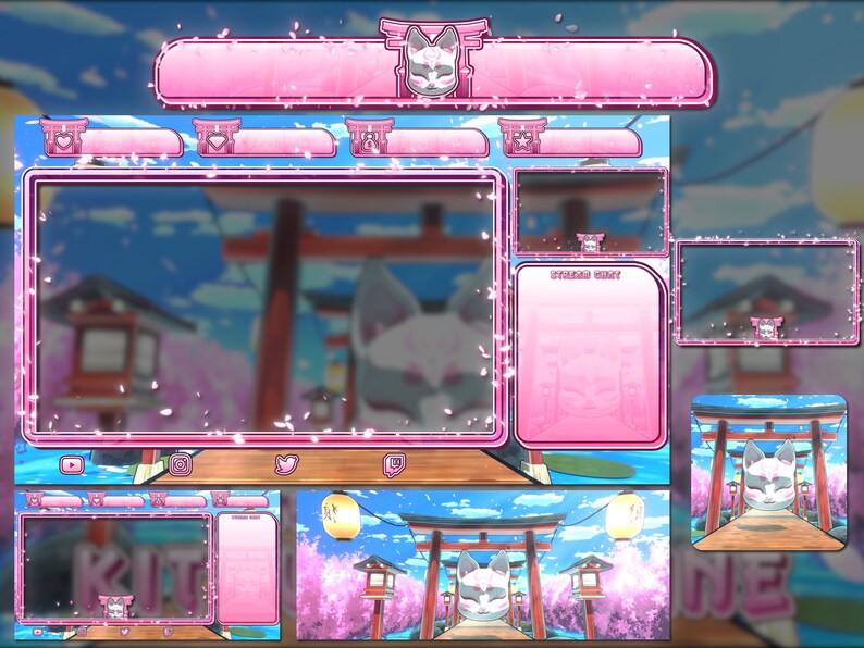 Kitsune Shrine Animated Twitch Overlay Package | Japanese Stream Pack ...