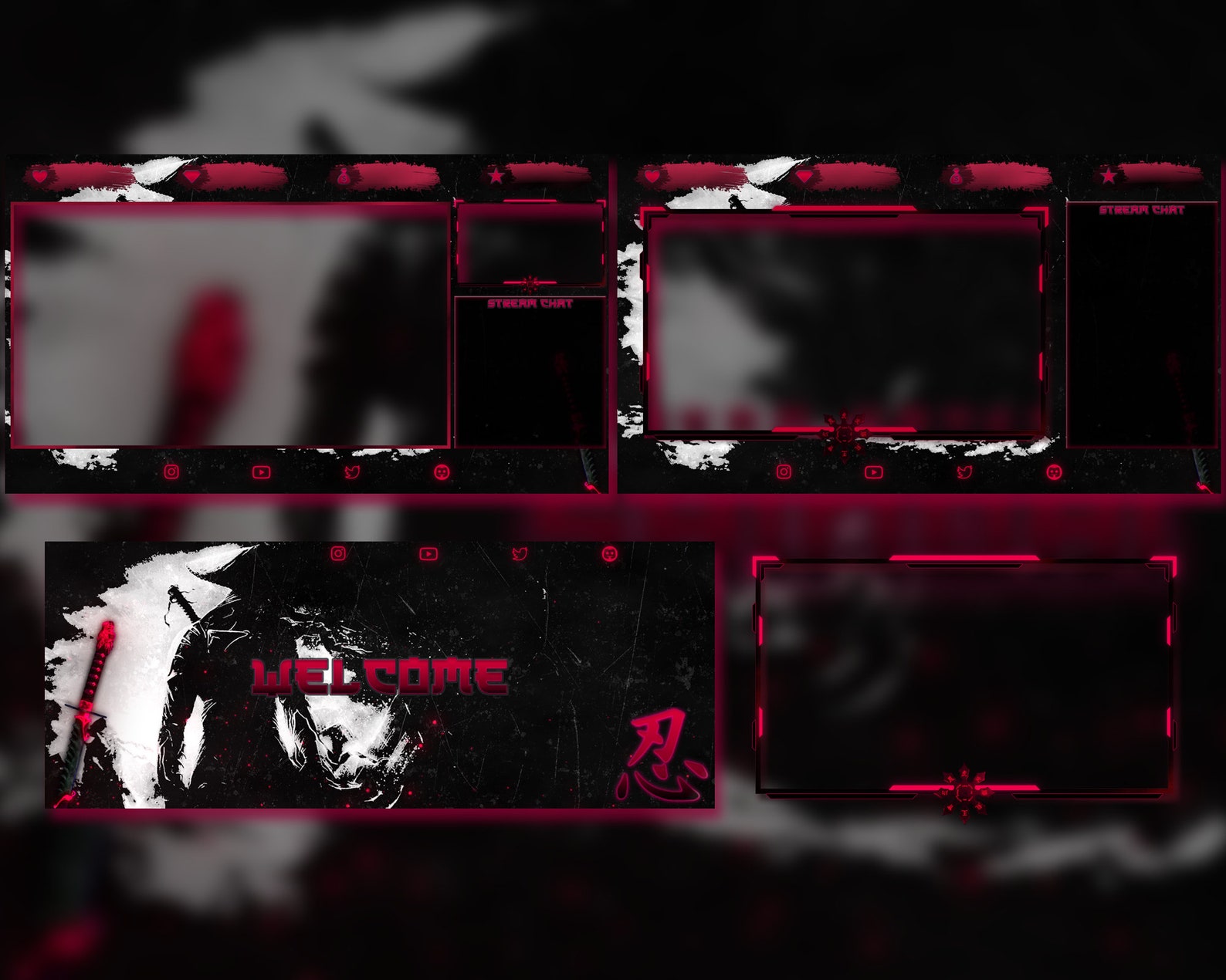 Shinobi | Ninja Animated Stream Overlay Package | Screens, Alerts ...