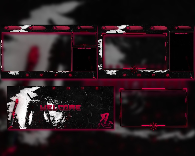 Shinobi | Ninja Animated Stream Overlay Package | Screens, Alerts ...