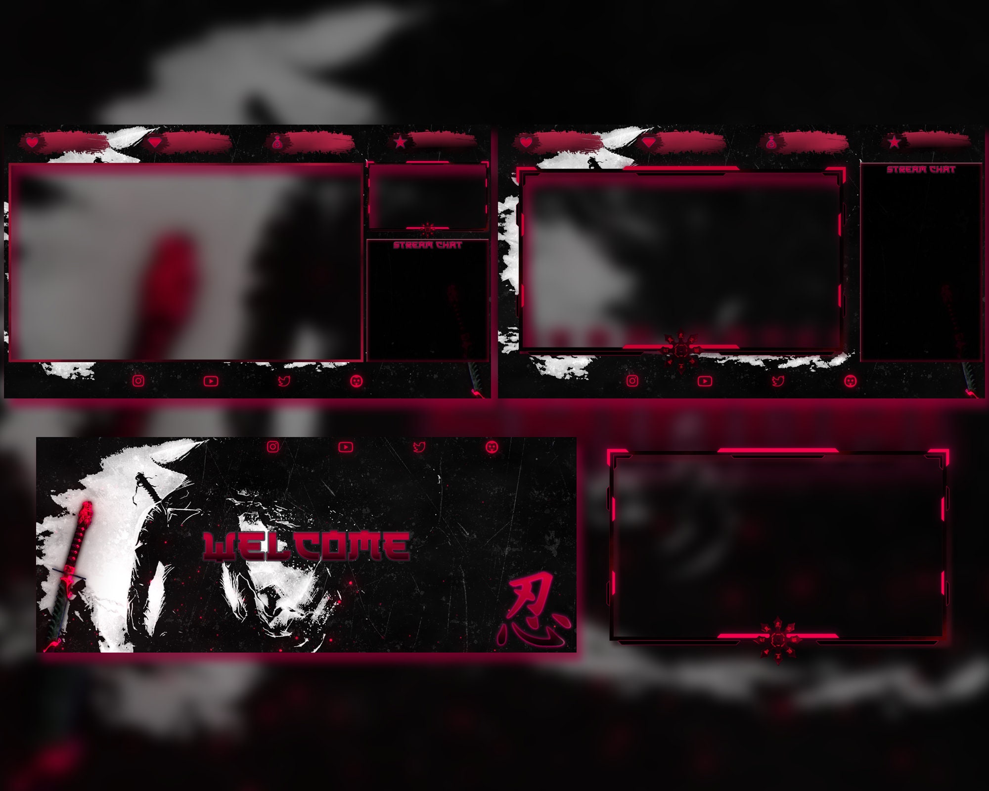 Shinobi | Ninja Animated Stream Overlay Package | Screens, Alerts ...