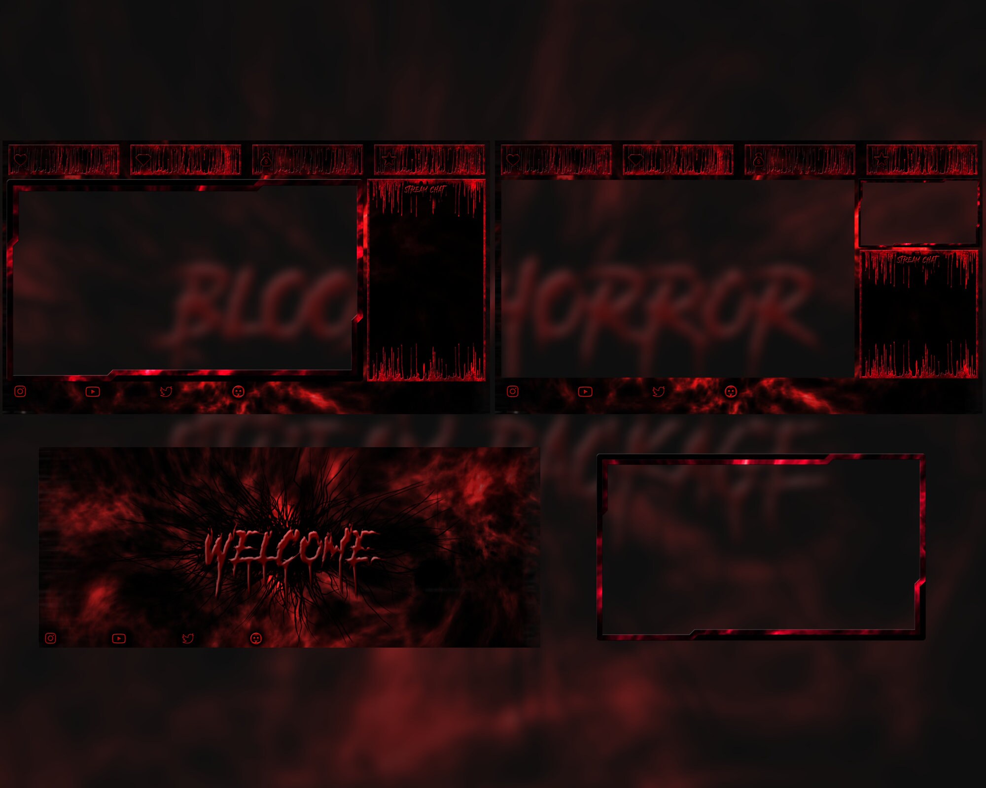 Animated Bloody Horror Twitch Overlay Package Screens - Etsy