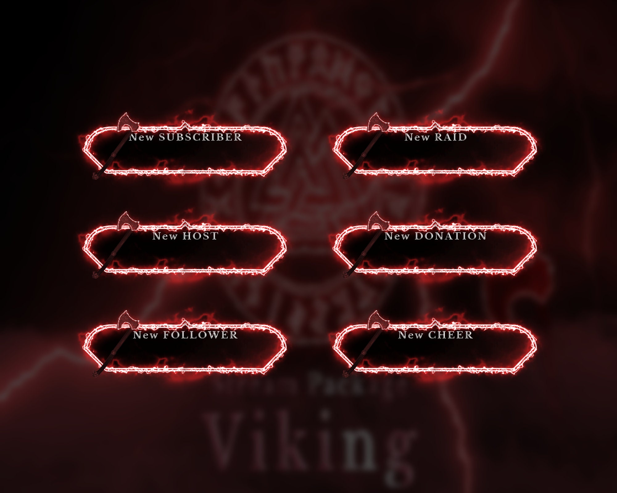 Animated Viking / Red Lightning Twitch Overlay Package - Screens ...