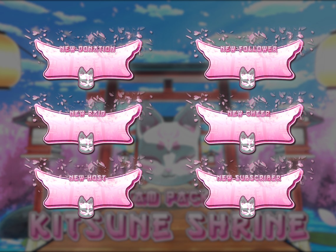 Kitsune Shrine Animated Twitch Overlay Package | Japanese Stream Pack ...
