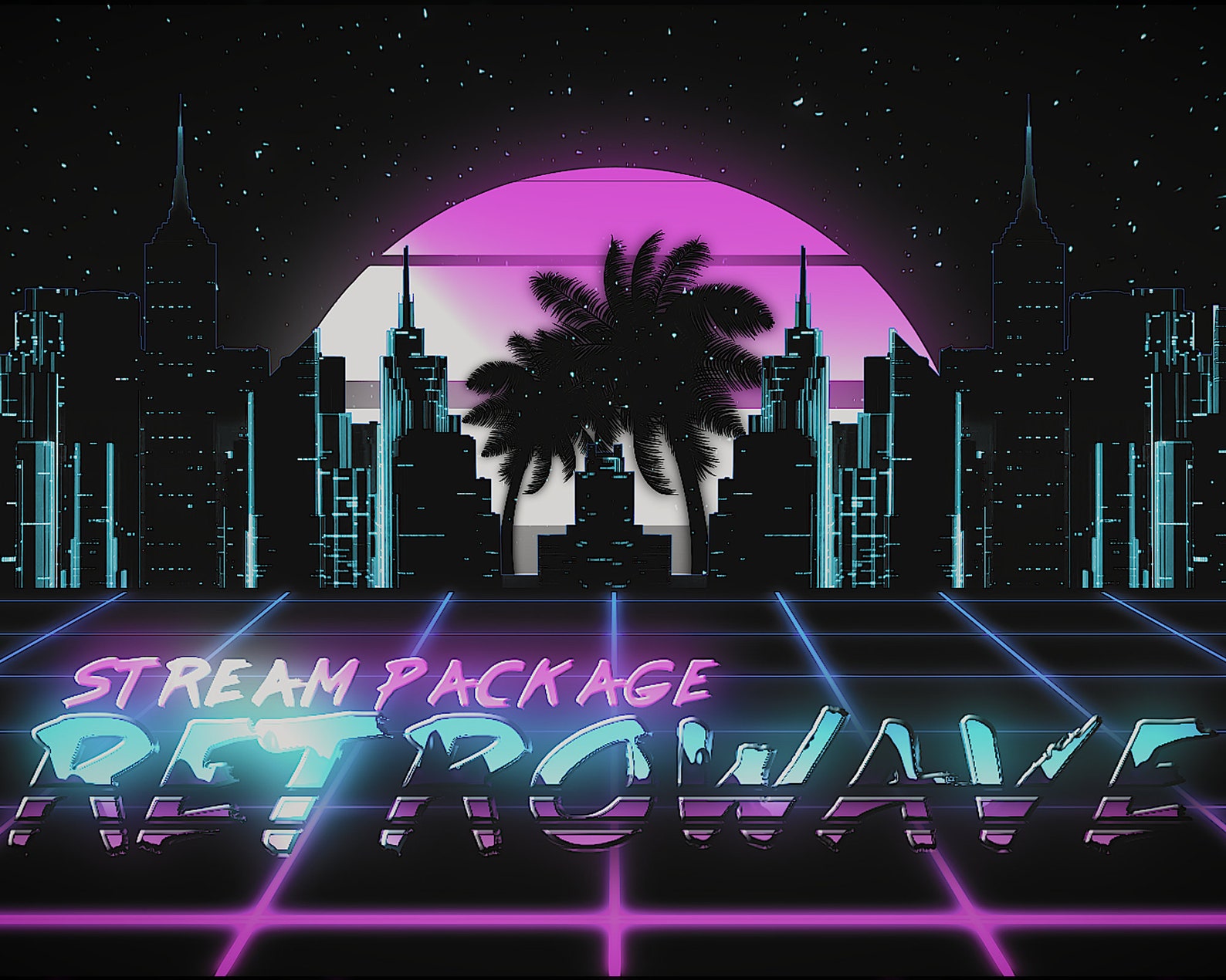 Animated Retrowave Stream Overlay Package - Screens, Webcam, Alerts ...