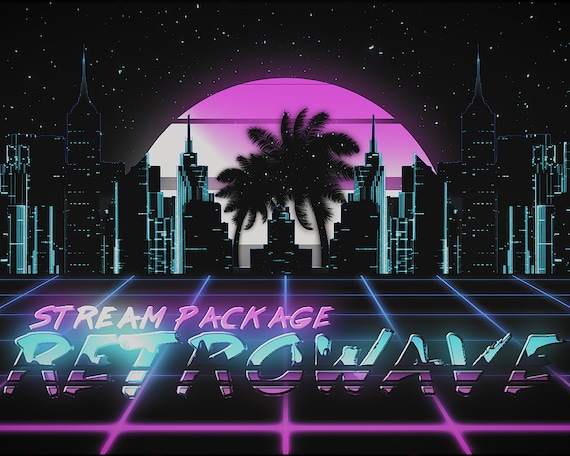 Animated Retrowave Stream Overlay Package Screens Webcam - Etsy