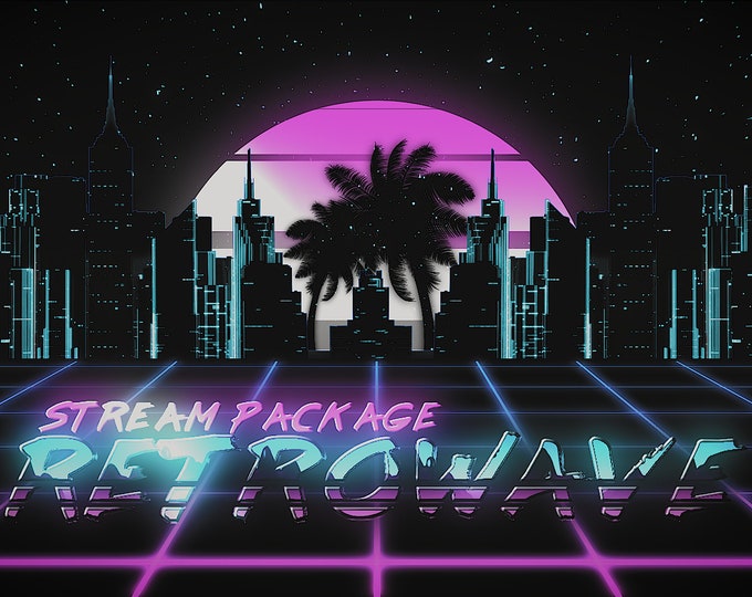 Animated Retrowave Stream Overlay Package - Screens, Webcam, Alerts ...