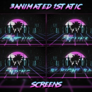 Animated Retrowave Stream Overlay Package - Screens, Webcam, Alerts ...