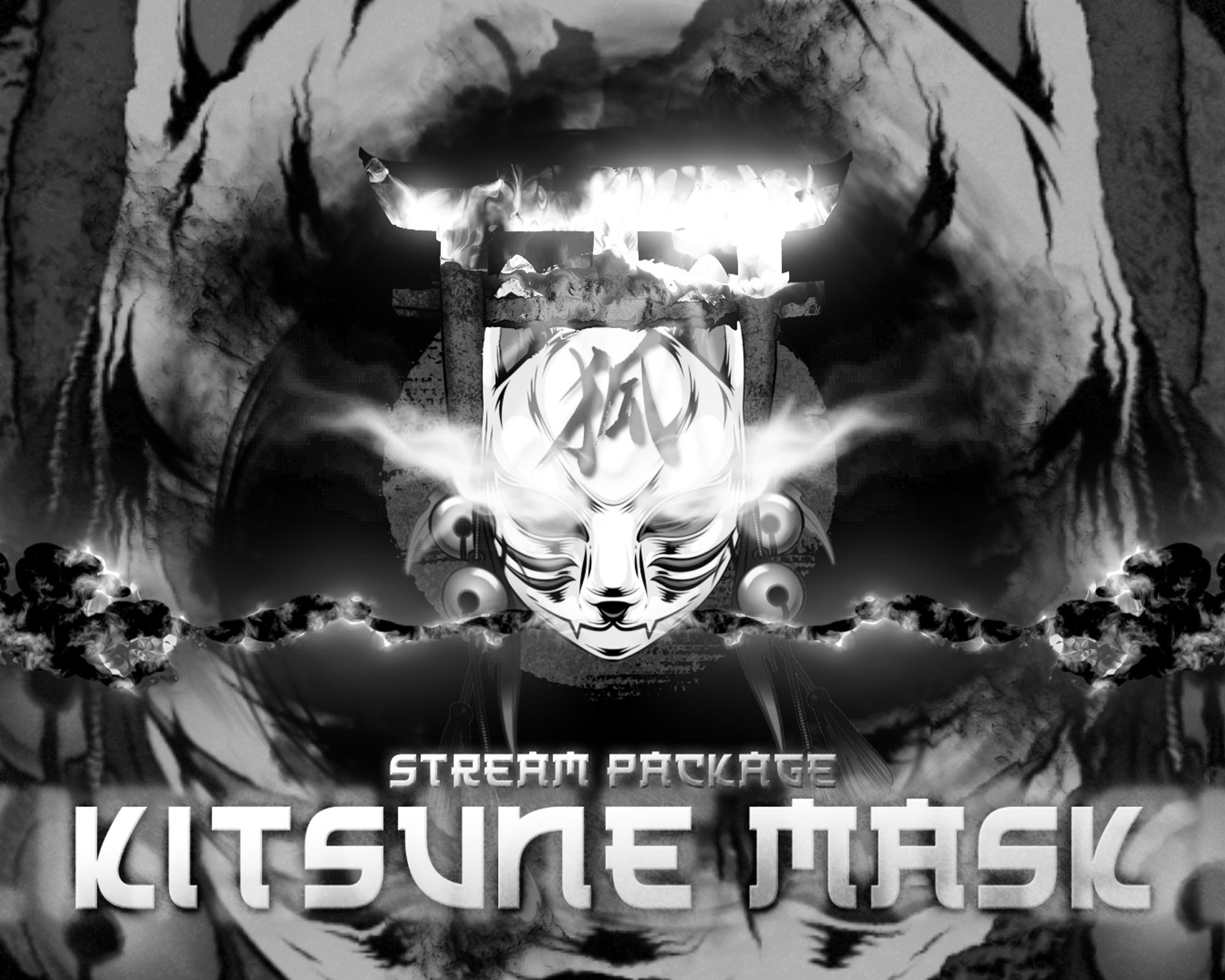 Kitsune Mask Animated Twitch Overlay Package | Japan, Dark Theme ...