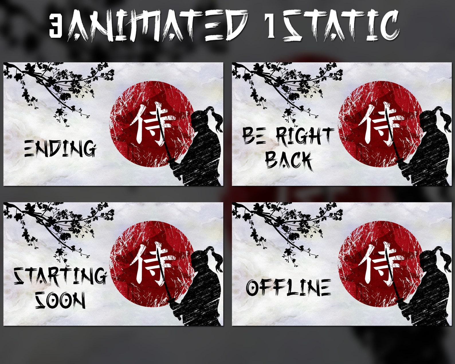 Animated Japanese Stream Overlay Package - Samurai Themed - Screens ...