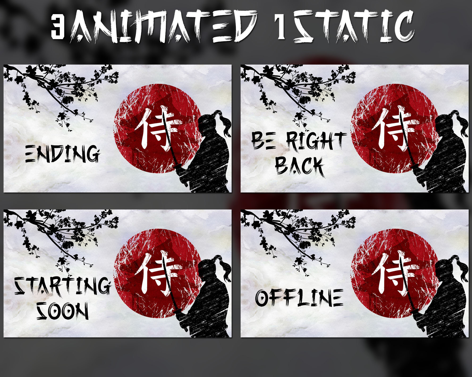 Animated Japanese Stream Overlay Package - Samurai Themed - Screens ...
