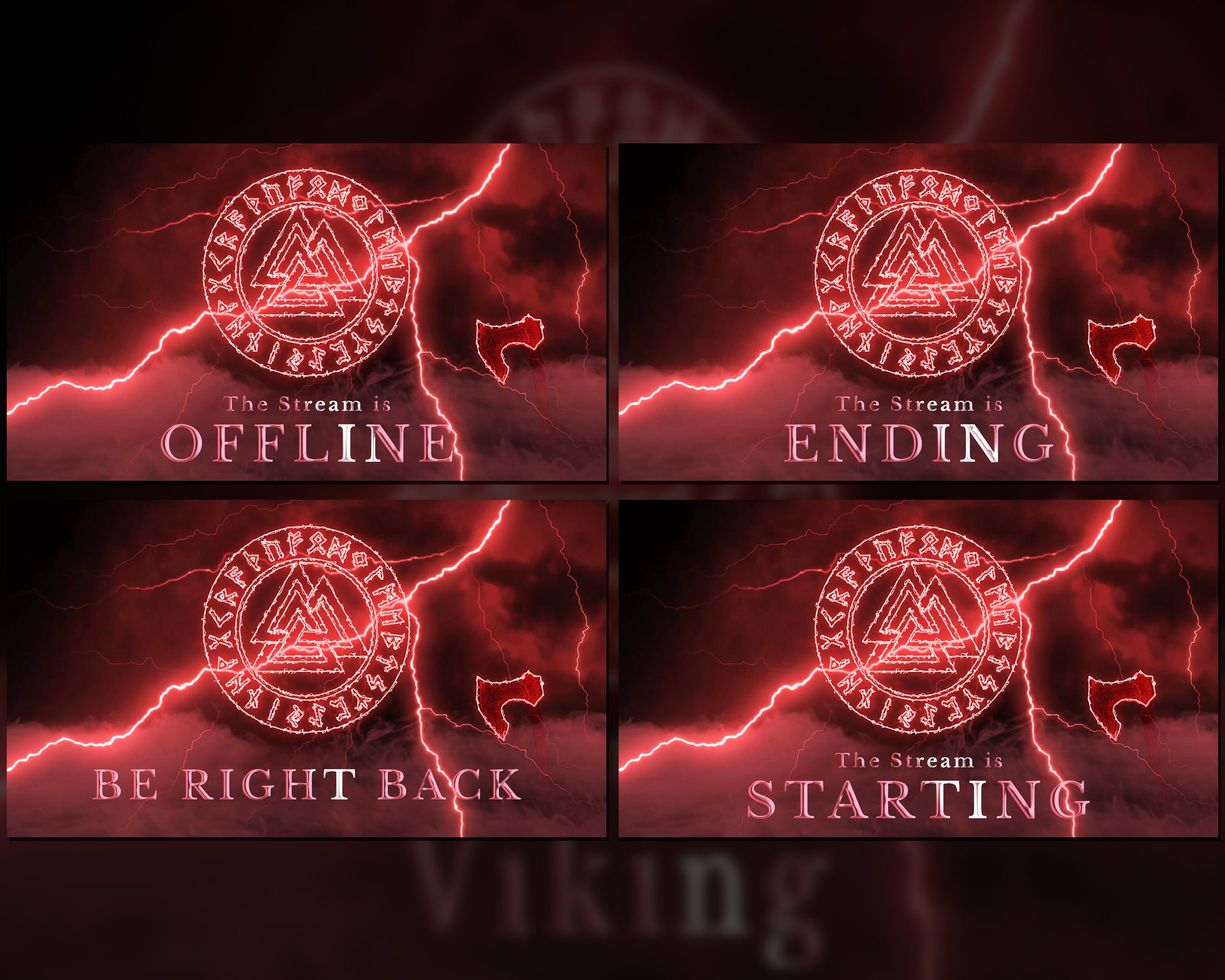 Animated Viking / Red Lightning Twitch Overlay Package - Screens ...